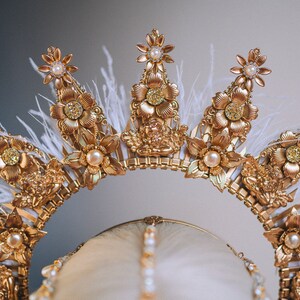 Angel Crown Gold Halo Crown Beige Headband Halloween Headlights Wedding ...