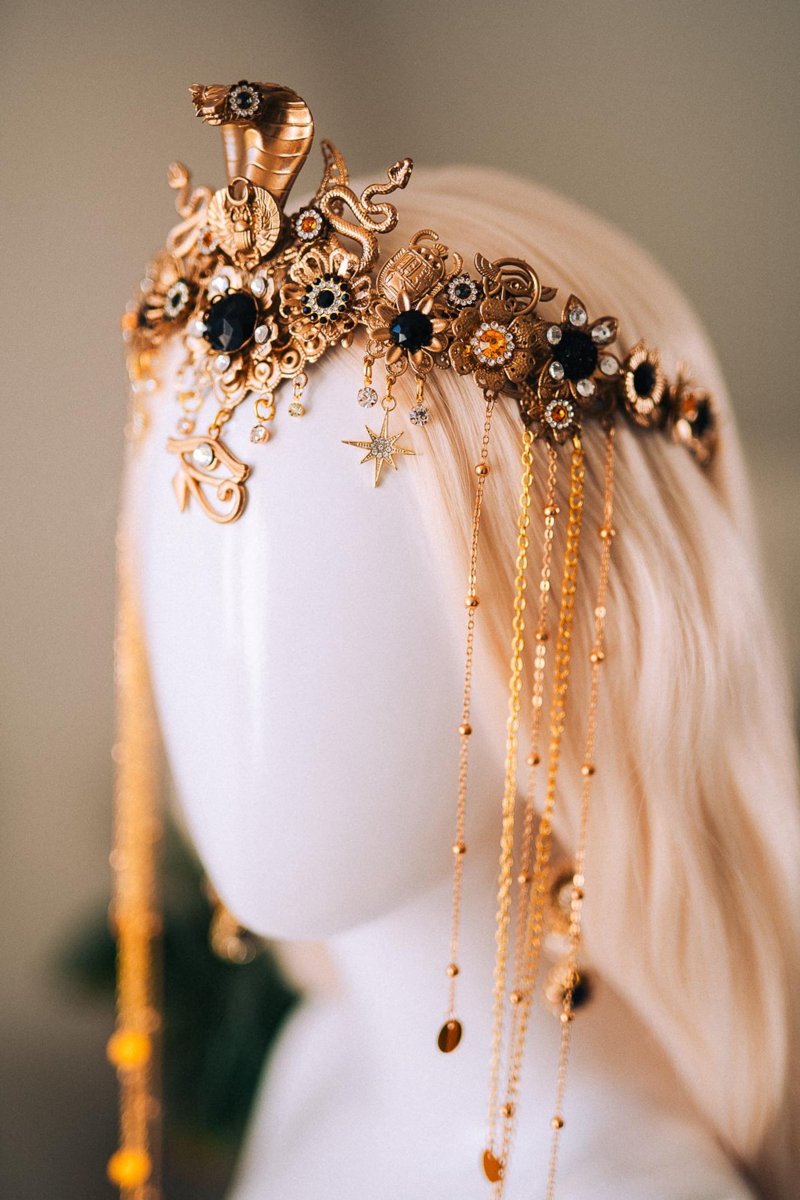 Cleopatra Snake Tiara Gold Egyptian Headpiece Goddess Costume Accessory ...