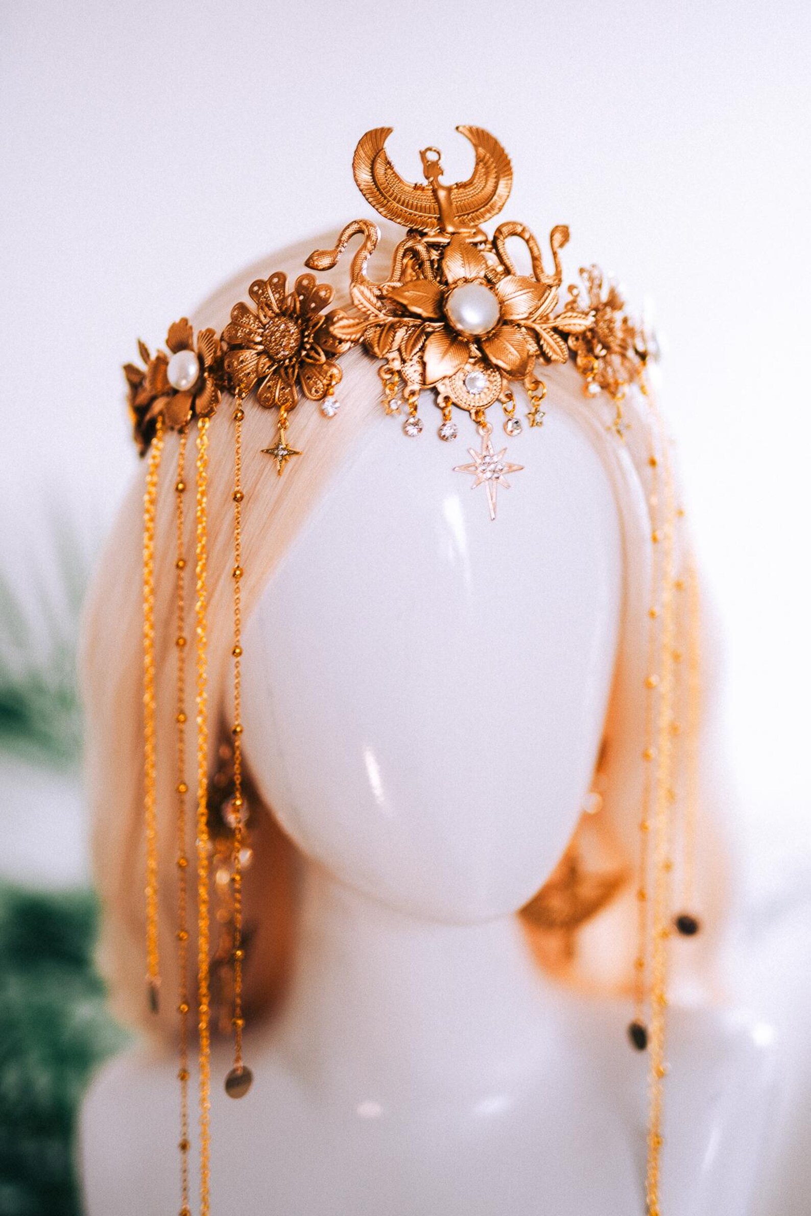 Cleopatra Golden Chain Tiara Egyptian Goddess Headpiece - Etsy