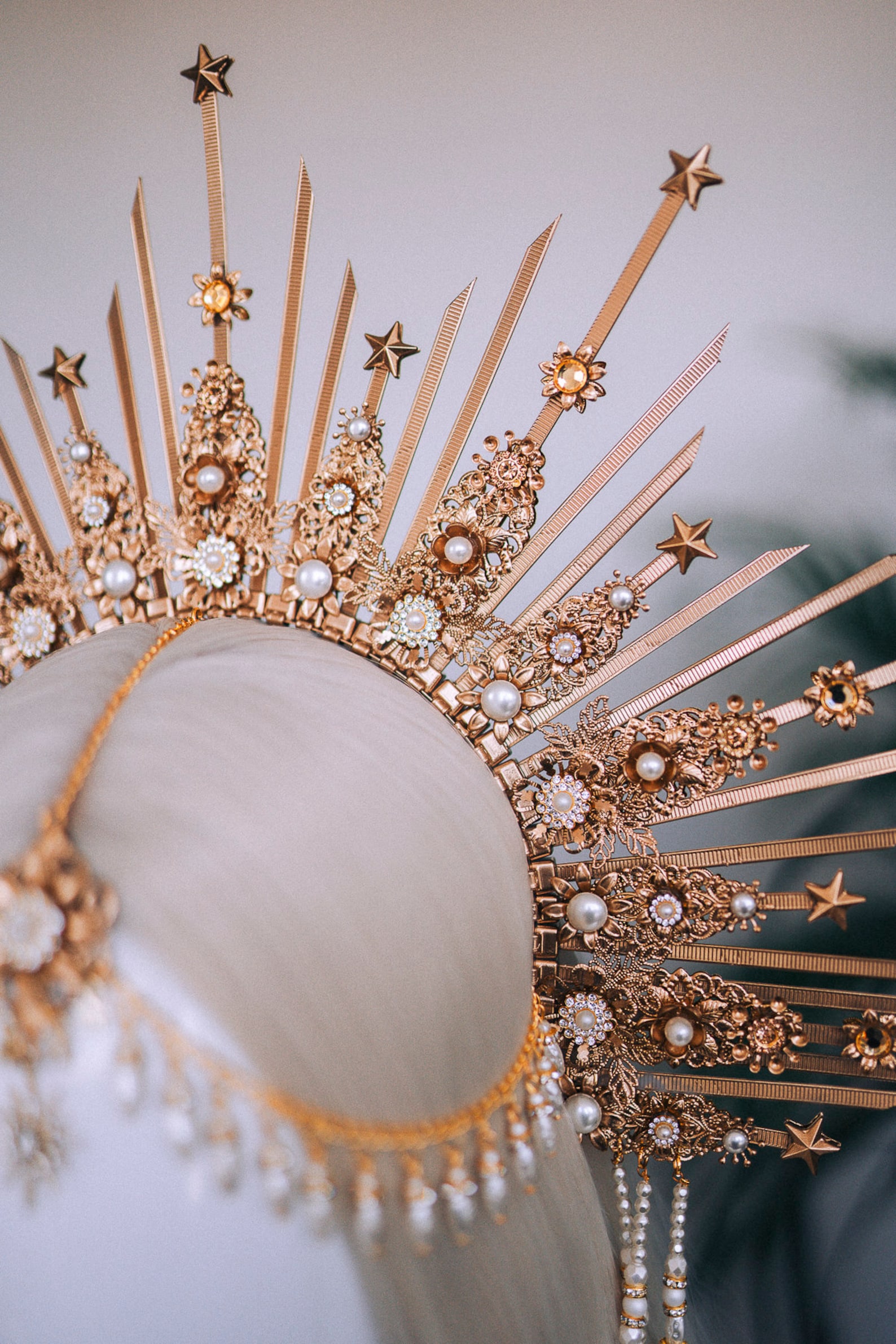 Golden Celestial Star Halo Crown Bridal Goddess Wedding Headpiece - Etsy