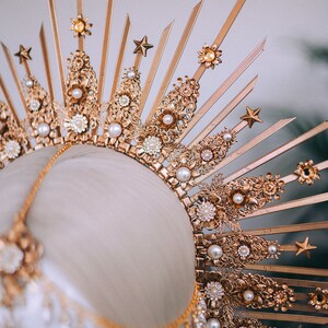 Golden Celestial Star Halo Crown Bridal Goddess Wedding Headpiece - Etsy