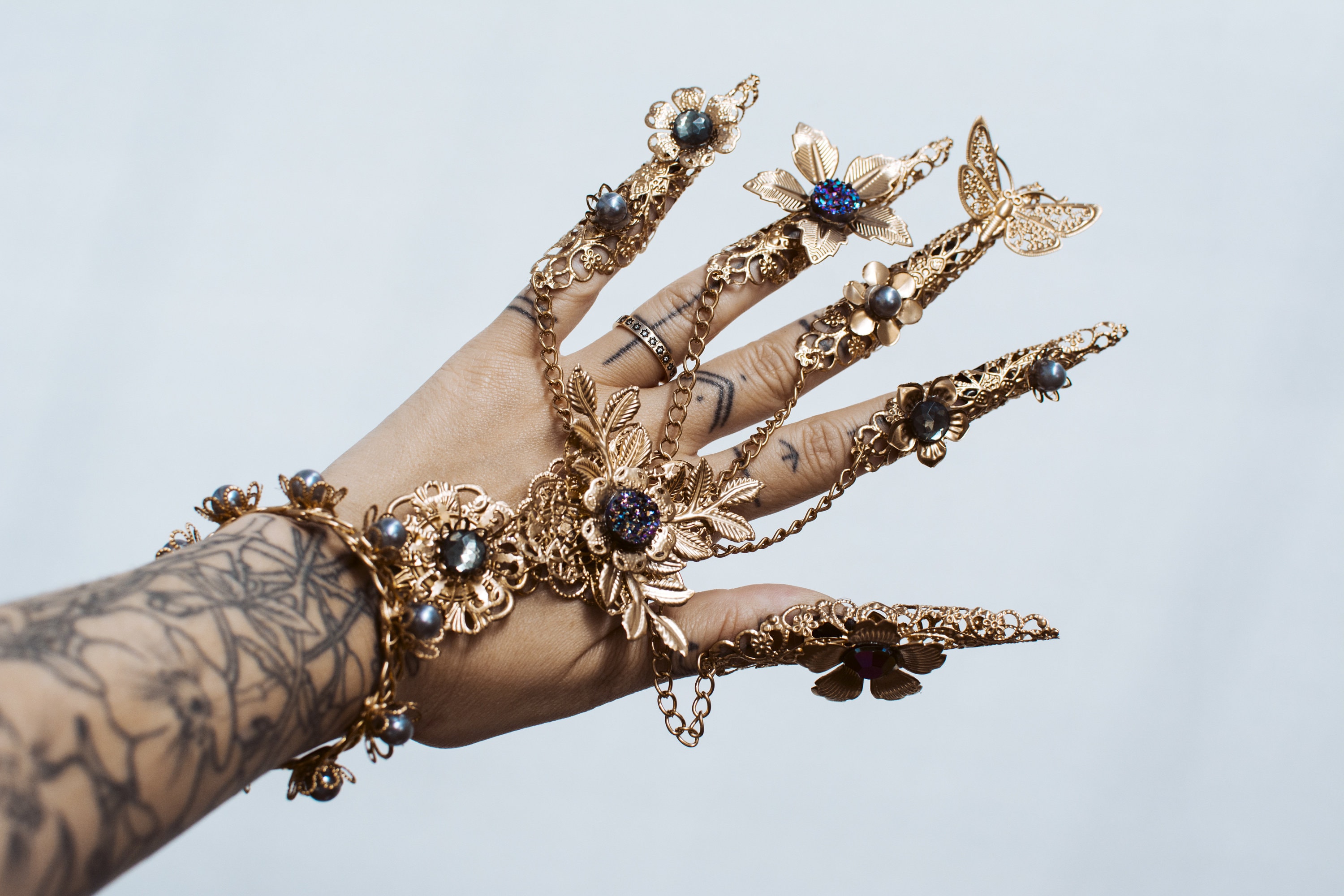 Gold Fingers Jewellery Gold Bracelet Nails Jewellery - Etsy