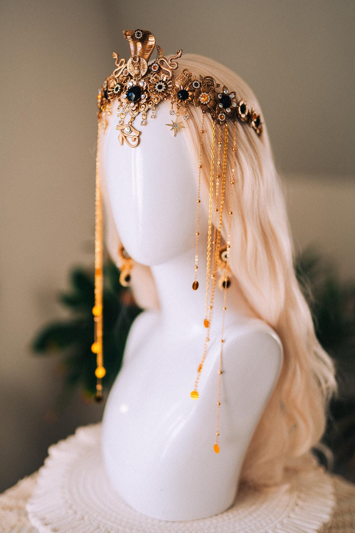 Cleopatra Snake Tiara Gold Egyptian Headpiece Goddess Costume Accessory ...