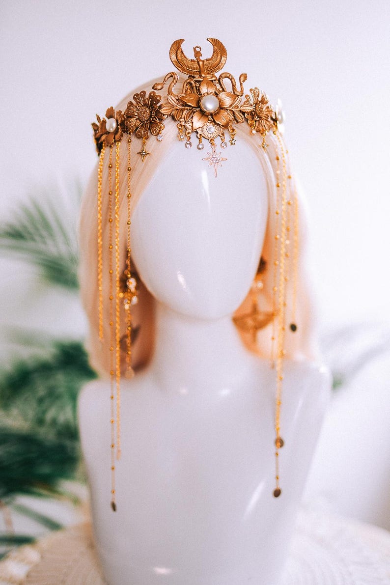 Cleopatra Golden Chain Tiara Egyptian Goddess Headpiece - Etsy
