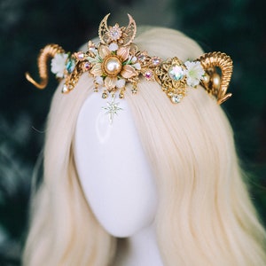 Aries Crown Zodiac Signs Jewellery Fairy Crown Gold Horns Headpiece ...