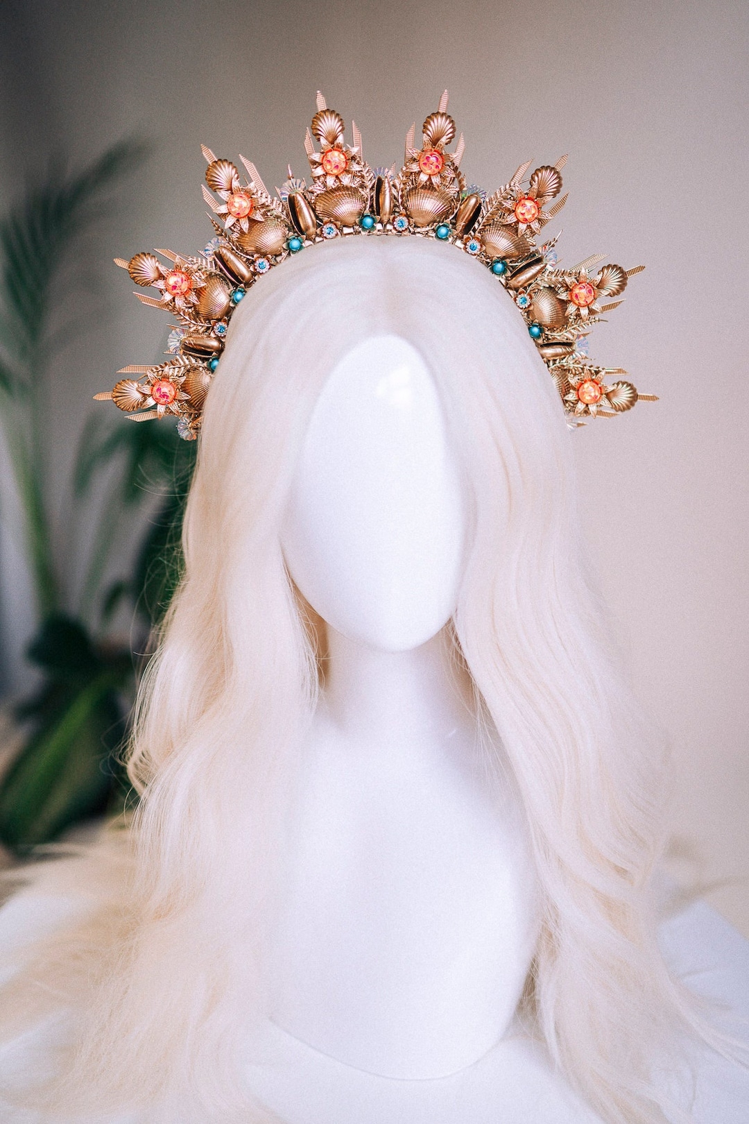 Mermaid Halo Crown Halloween Shell Crown Halo Headband Headlights Crown ...