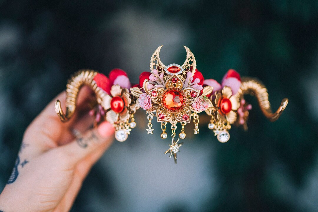 Aries Crown Zodiac Signs Jewellery Fairy Crown Gold Horns Headpiece ...