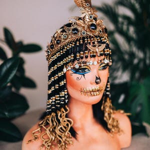 Cleopatra Crown, Cobra Crown, Egyptian Jewelry, Harness Necklace, Snake ...