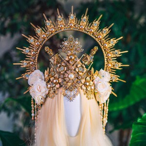 Gemini Zodiac Sign Birthday Headband Flower Headband Beige Roses Crown ...