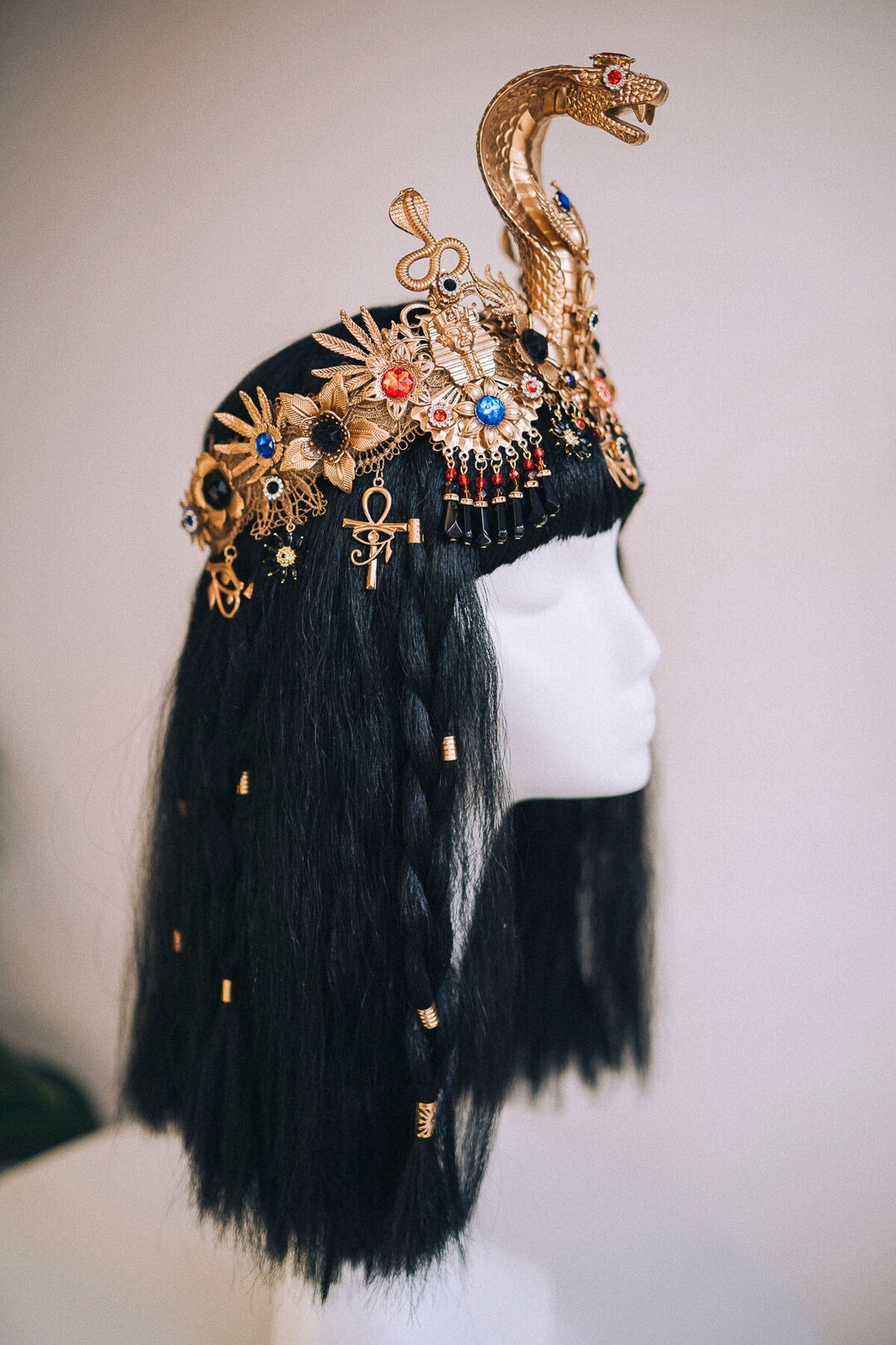 Cleopatra Snake Crown Gold Egyptian Headpiece Goddess Costume Accessory ...