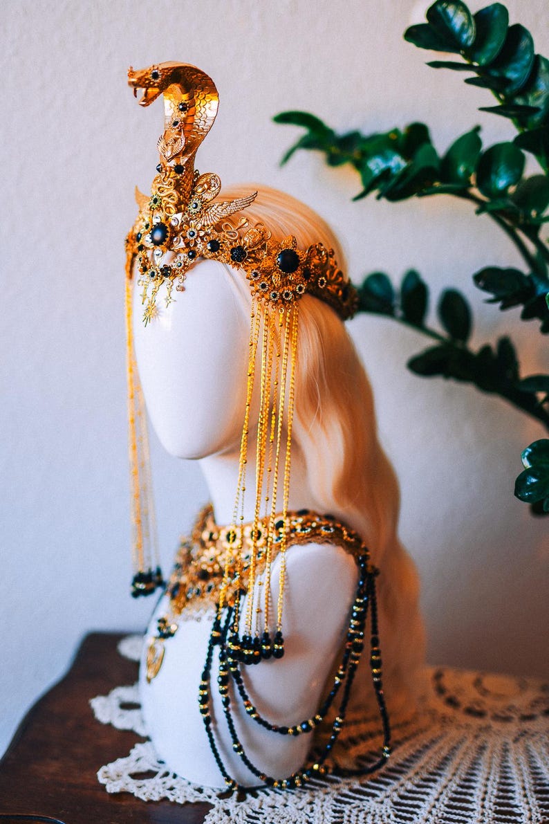 Cleopatra Royal Cobra Headdress Egyptian Goddess Crown - Etsy