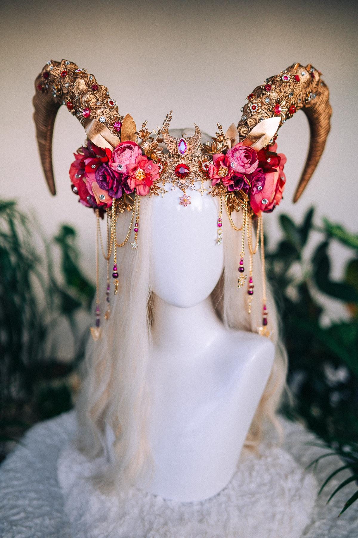 Capricorn Zodiac Horn Crown Gold Celestial Goddess Headpiece Astrology ...