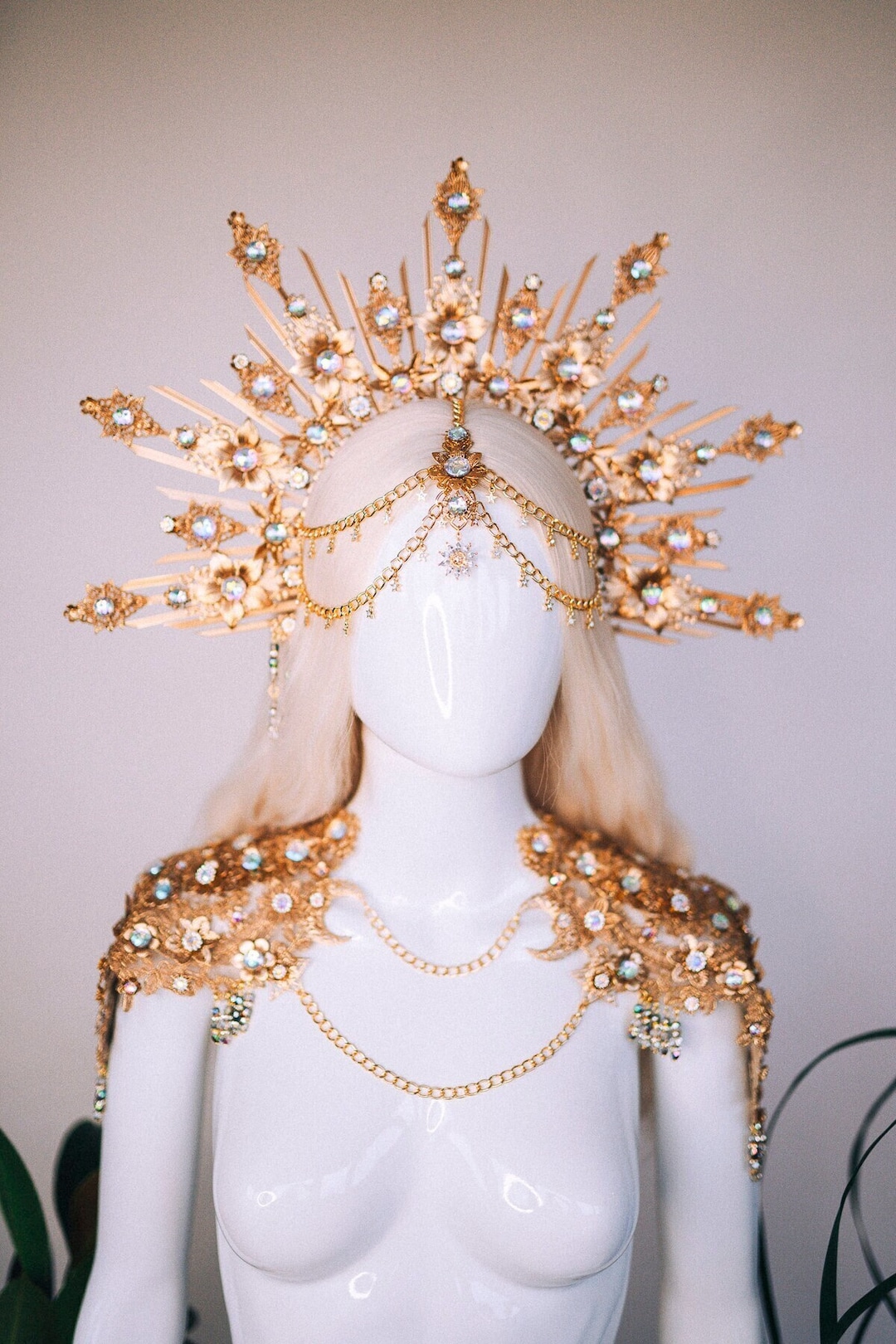 Gold Halo Crown, Goddess Crown, Festival Headpiece, Festival Outfit ...