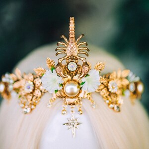Scorpio Zodiac Tiara Gold White Celestial Goddess Headpiece Astrology ...