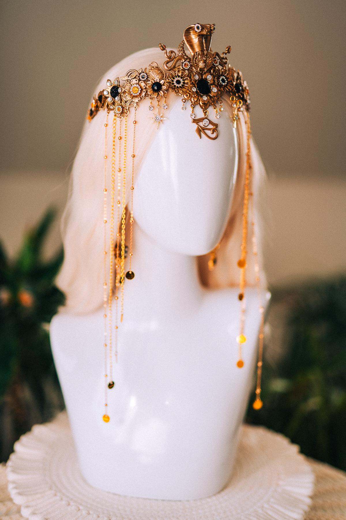 Cleopatra Snake Tiara Gold Egyptian Headpiece Goddess Costume Accessory ...