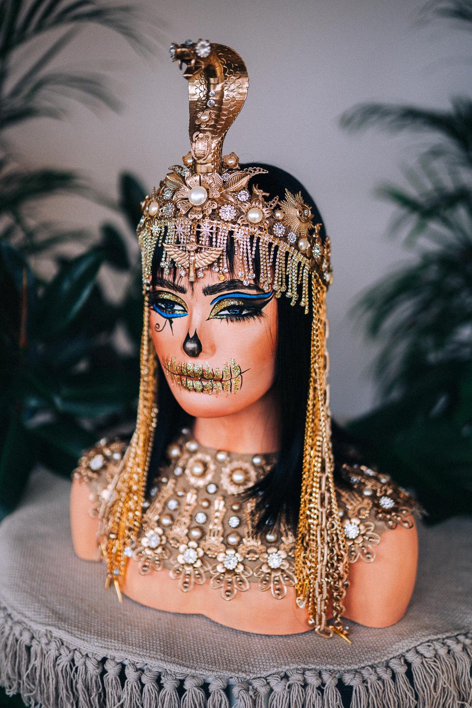 Cleopatra Gold Halo Crown Egyptian Goddess Cobra Headpiece Egyptian ...