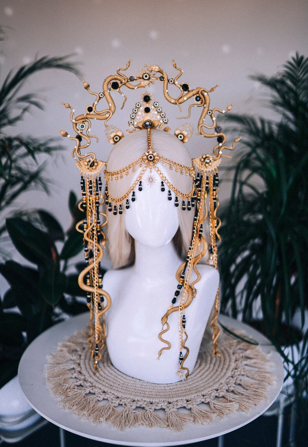 Medusa Oracle Serpent Crown, Gold Snake Crown, Medusa Goddess Halo ...