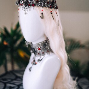 Vampire Queen Crown: Gothic Bat, Skull, Red Rose Tiara - Etsy