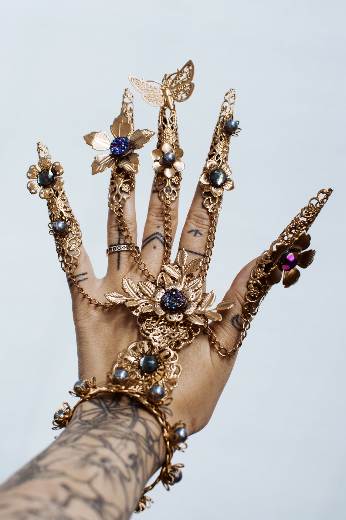 Gold Fingers Jewellery Gold Bracelet Nails Jewellery - Etsy