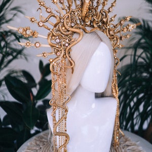 Medusa Serpent Halo Crown Gold Snake Goddess Headpiece - Etsy