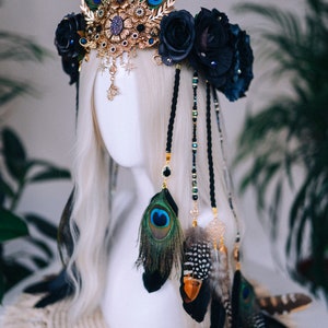 Boho Crown, Festival Headpiece, Feather Crown, Bohemian Jewellery ...