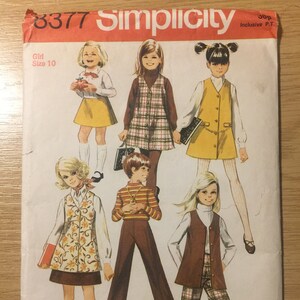 RARE Vintage 1969 Simplicity Pattern No 8377 Child's and Girl's Jumper ...