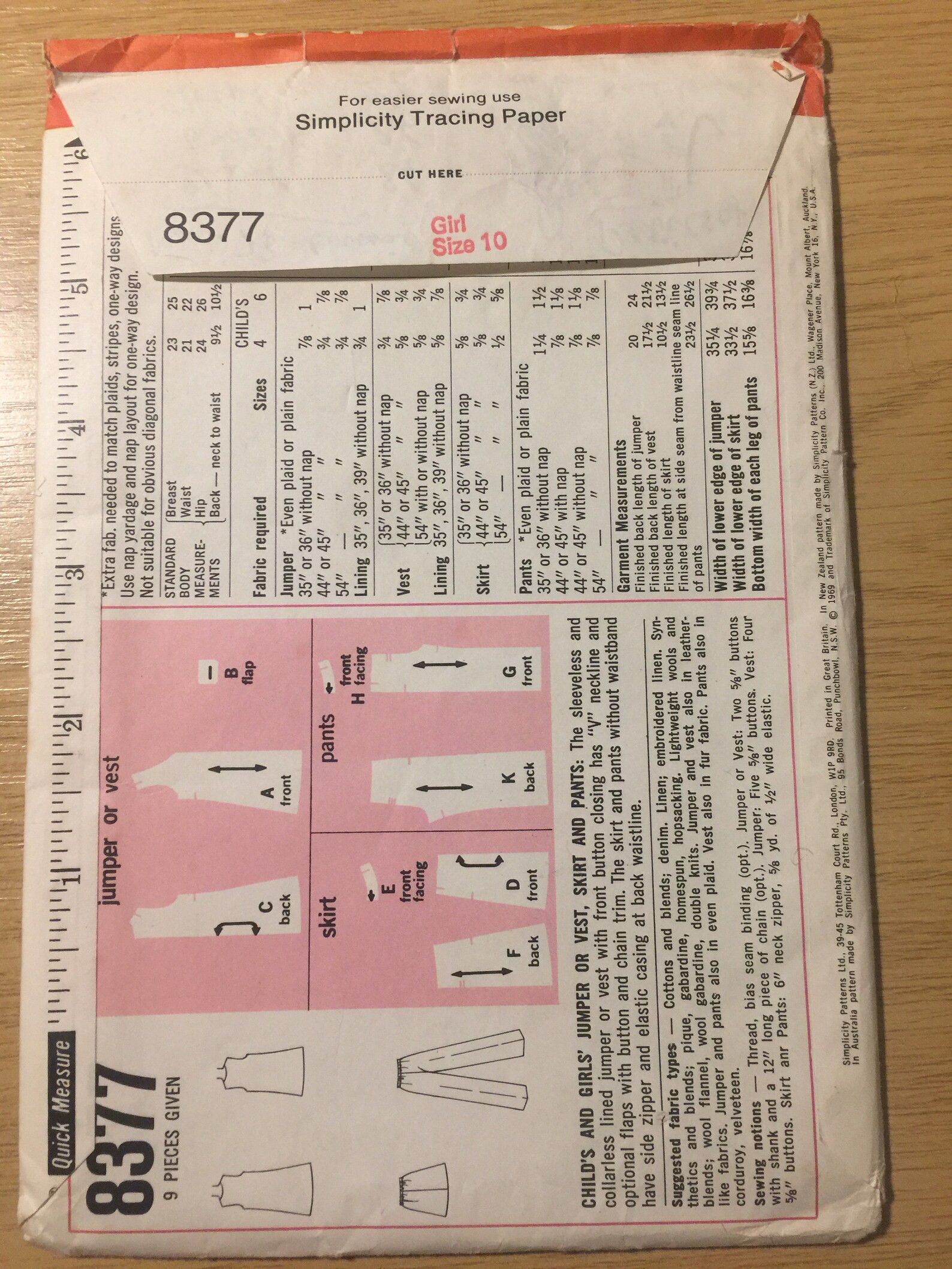 RARE Vintage 1969 Simplicity Pattern No 8377 Child's and | Etsy