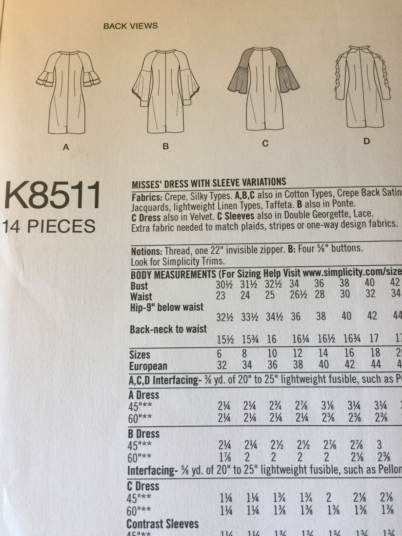 Uncut 2018 Simplicity Sewing Pattern No K8511 for Four - Etsy UK