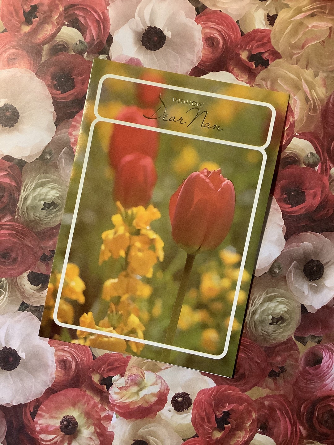 RARE Vintage Circa 1980s 'with Love Dear Nan' Card - STUNNING 'tulips ...