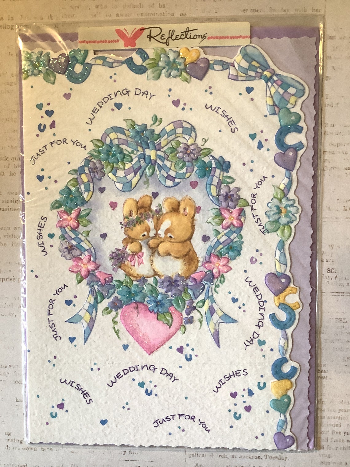 ADORABLE Vintage Circa 1990s 'wedding Day Wishes Just for You' Card ...