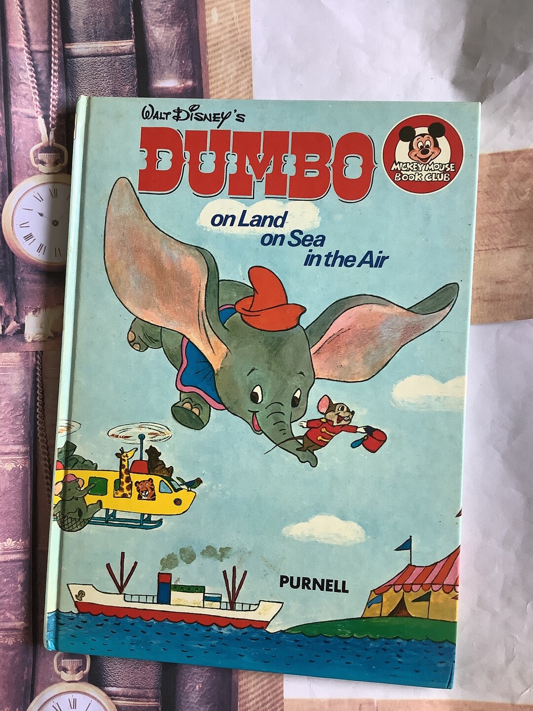 RARE Vintage 1977 Walt Disney's 'dumbo on Land on Sea in the Air' Large ...