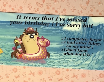 Taz Birthday Card - Etsy