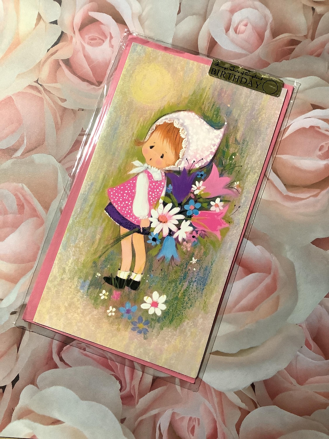 RARE Vintage Circa 1970s Birthday Card With Super Retro 70s Style Girl ...