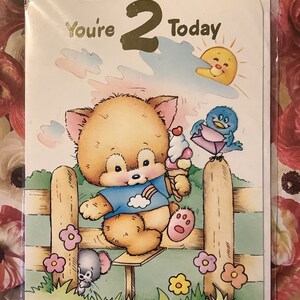 RARE Vintage/retro Circa 1980s 'you're 2 Today' Card ADORABLE Fox ...