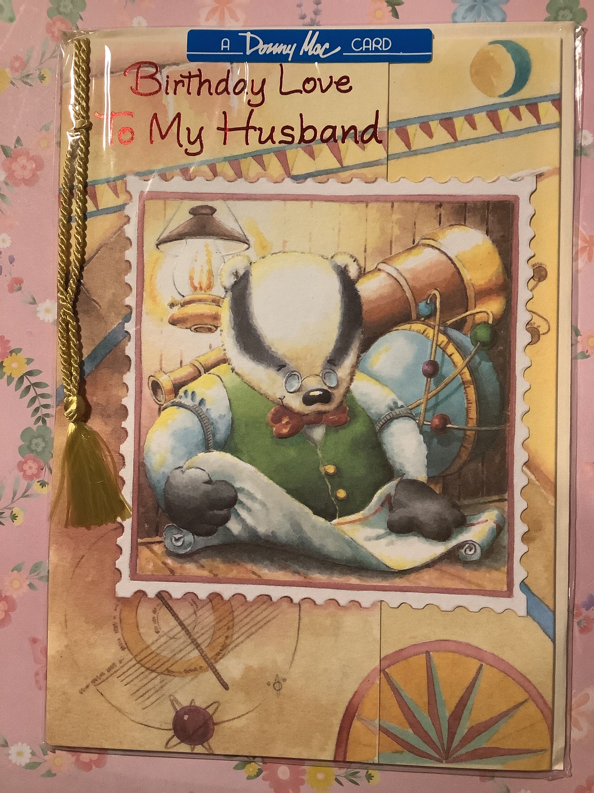 Vintage 1990s 'birthday Love to My Husband' Card With Cute Badger ...