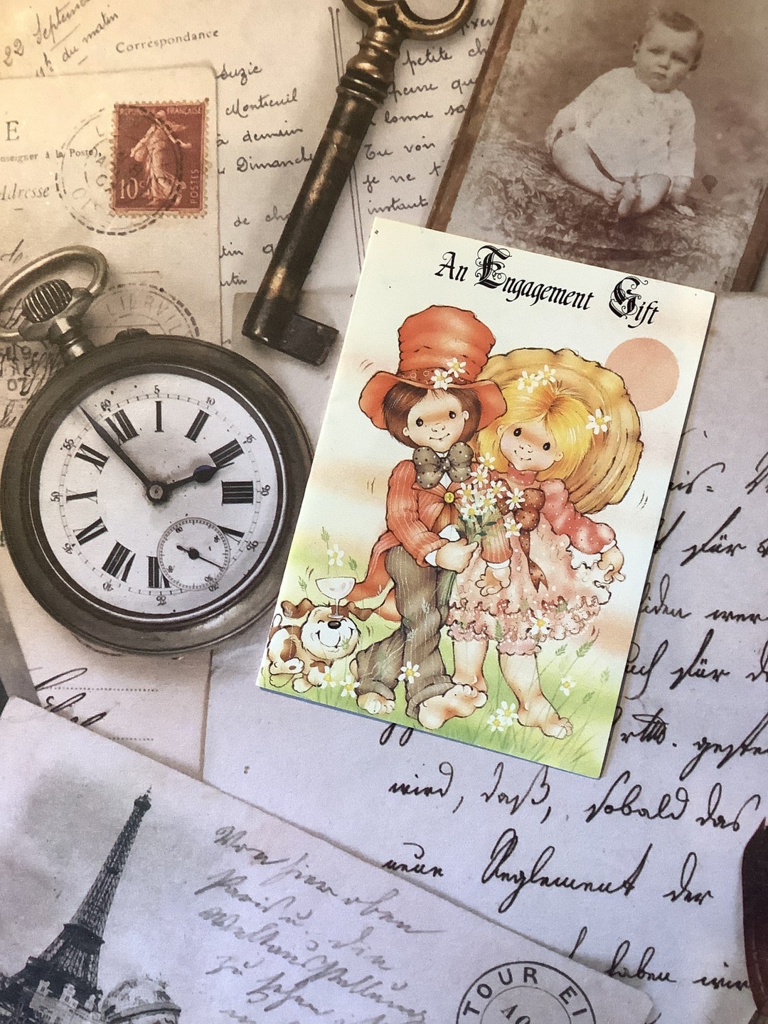 EXTREMELY Rare Vintage Circa 1970s Tiny 'an Engagement' Gift Tag/card ...