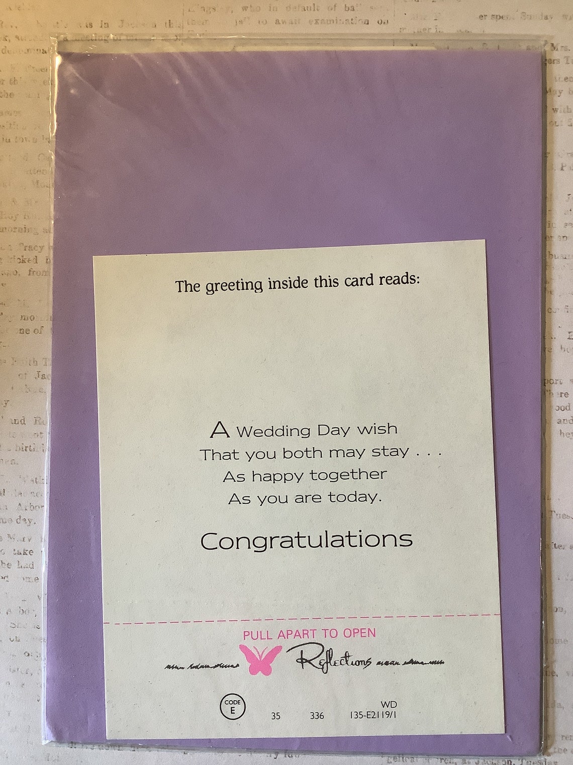 ADORABLE Vintage Circa 1990s 'wedding Day Wishes Just for You' Card ...