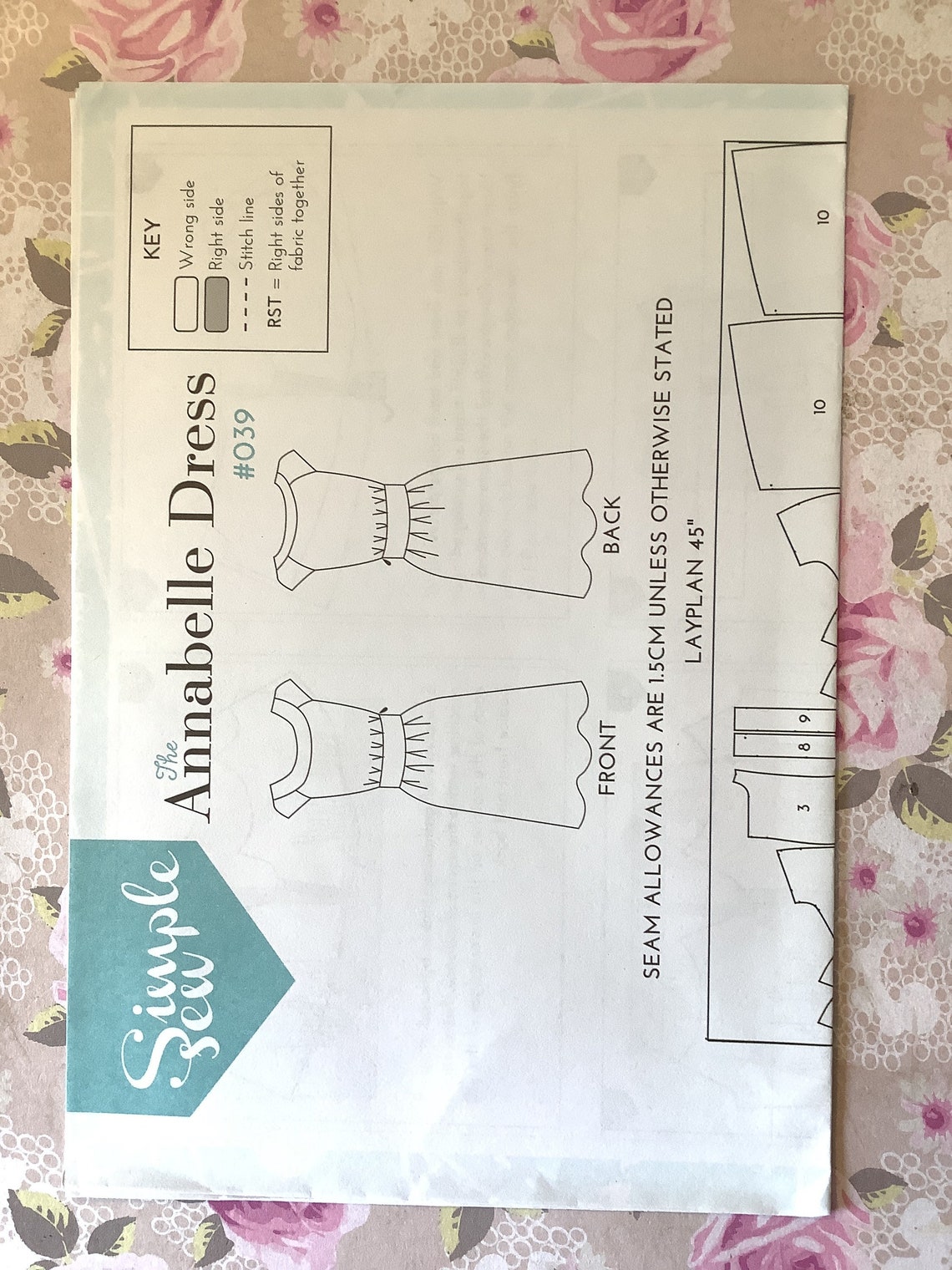 Uncut Simple Sew Sewing Pattern #039 the Annabelle Dress in UK Sizes 6 ...