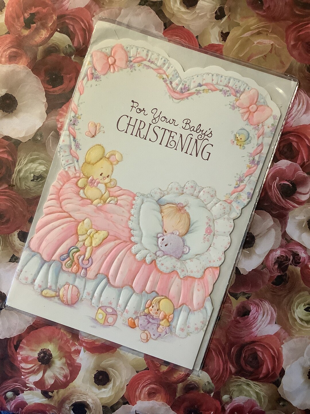 Vintage Circa 1980s 'for Your Baby's Christening' Card ADORABLE Baby ...