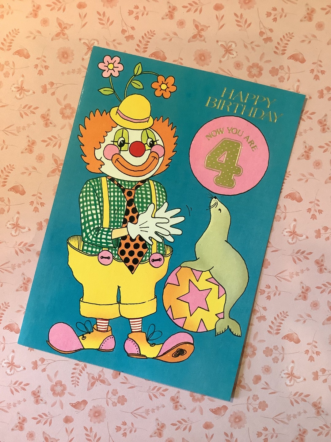 RARE Vintage Circa 1980s 'happy Birthday Now You Are 4' Card - ADORABLE ...