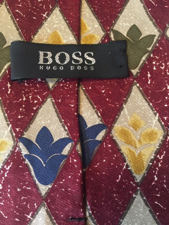 RARE Vintage Circa 1980s Hugo Boss 100% Silk Floral … - Gem
