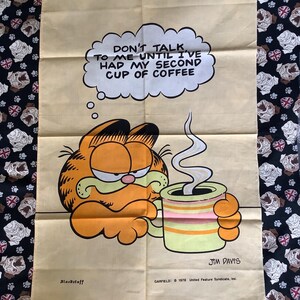 Rare Vintage/retro 1978 Garfield Fun, Coffee Related Design Large 100% ...