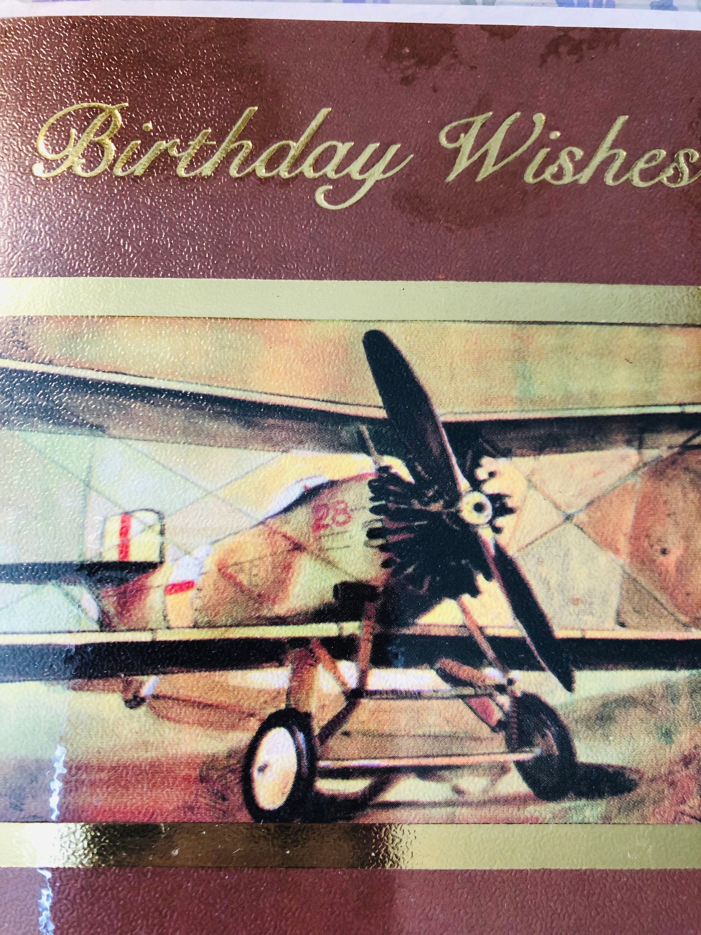 RARE True Vintage Circa 1970s 'birthday Wishes' Card With Old Aeroplane ...