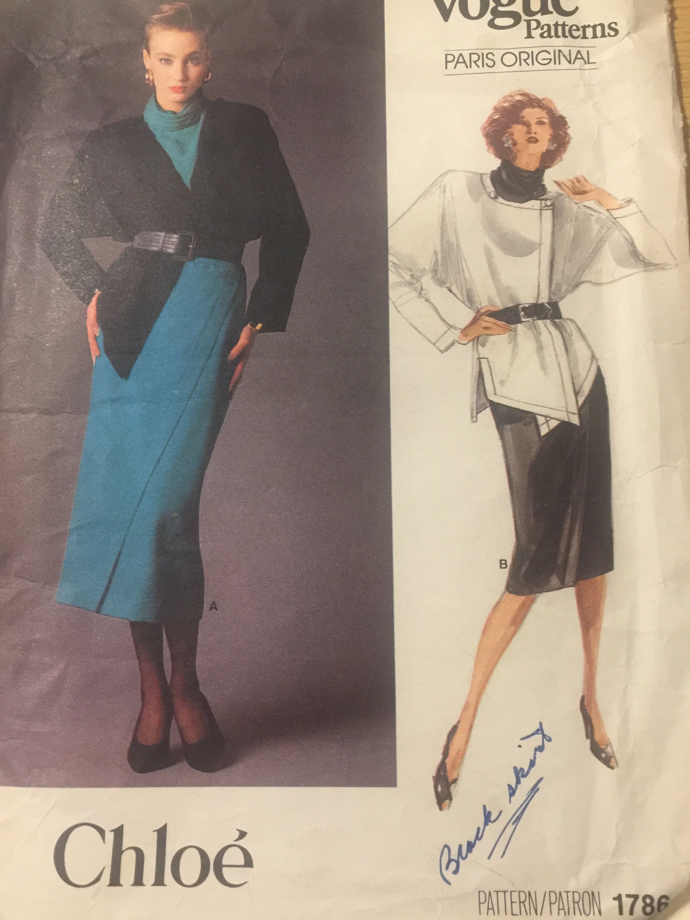 RARE Vintage 1986 Vogue 'chloe' Sewing Pattern No 1786 - Etsy UK