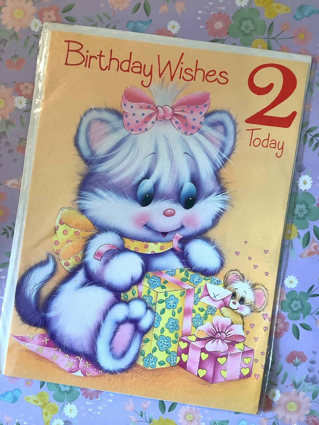 RARE Large Vintage/retro Circa 1980s ADORABLE 'birthday Wishes 2 Today ...