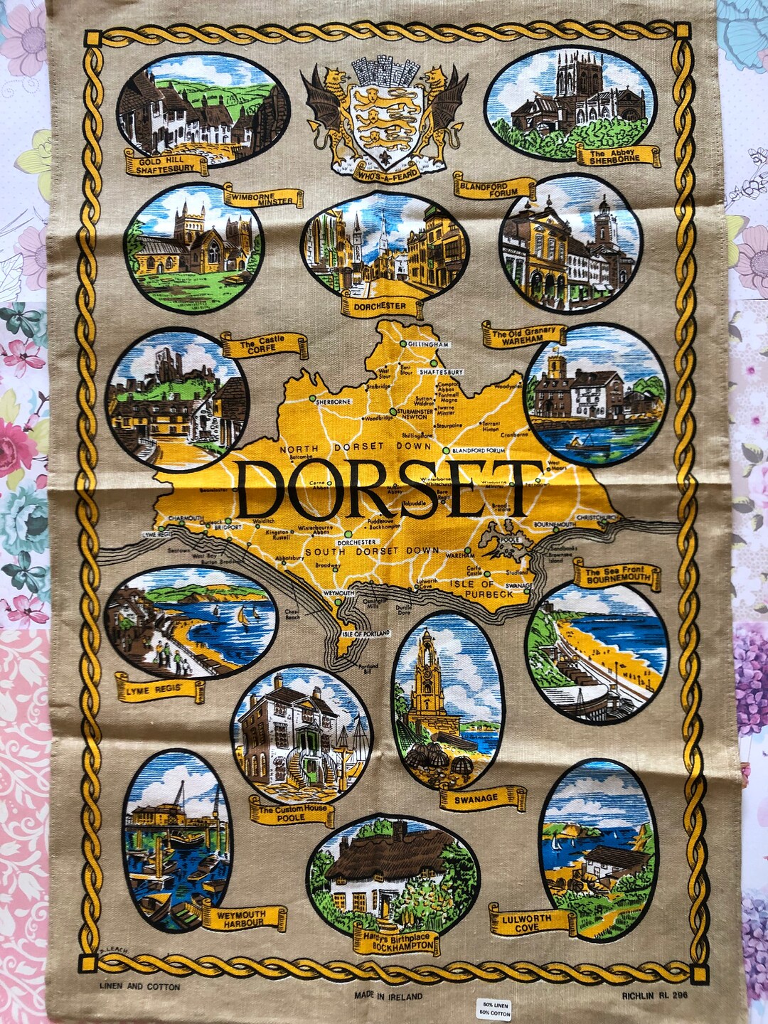 RARE Vintage Unused 'dorset' Half Linen & Half Cotton Tea Towel by ...