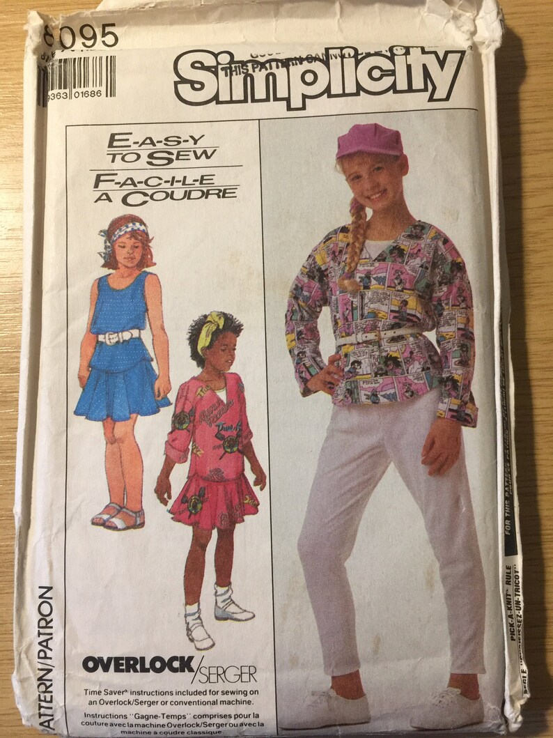 VERY RARE Vintage Uncut 1987 Simplicity Pattern No 8095 for Girl's Pull ...