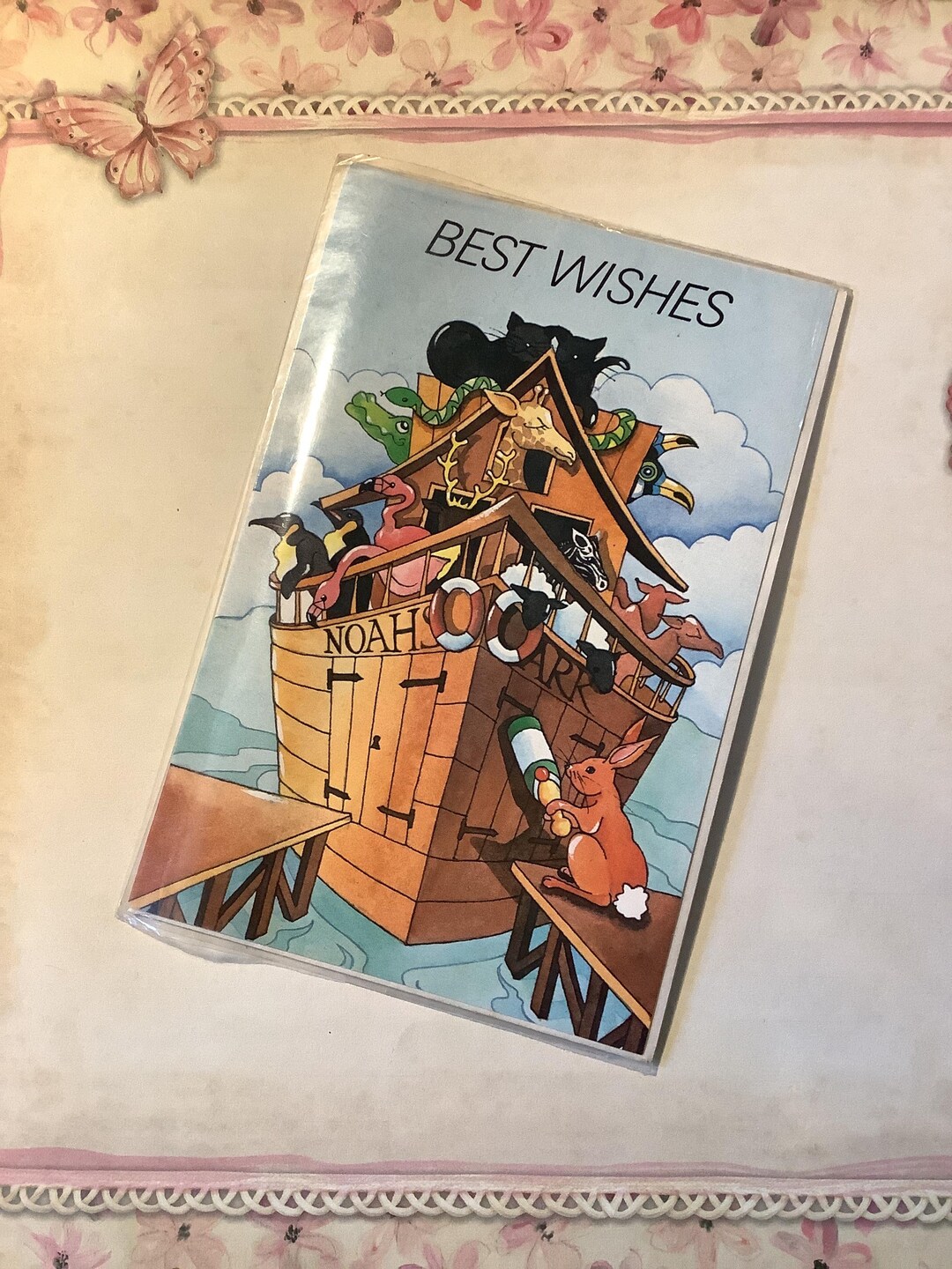 RARE Vintage Circa 1970s 'best Wishes' Card With ADORABLE Noah's Ark ...