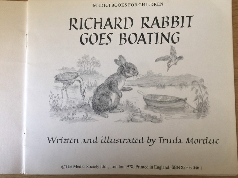 RARE Vintage 1978 'richard Rabbit Goes Boating' by | Etsy