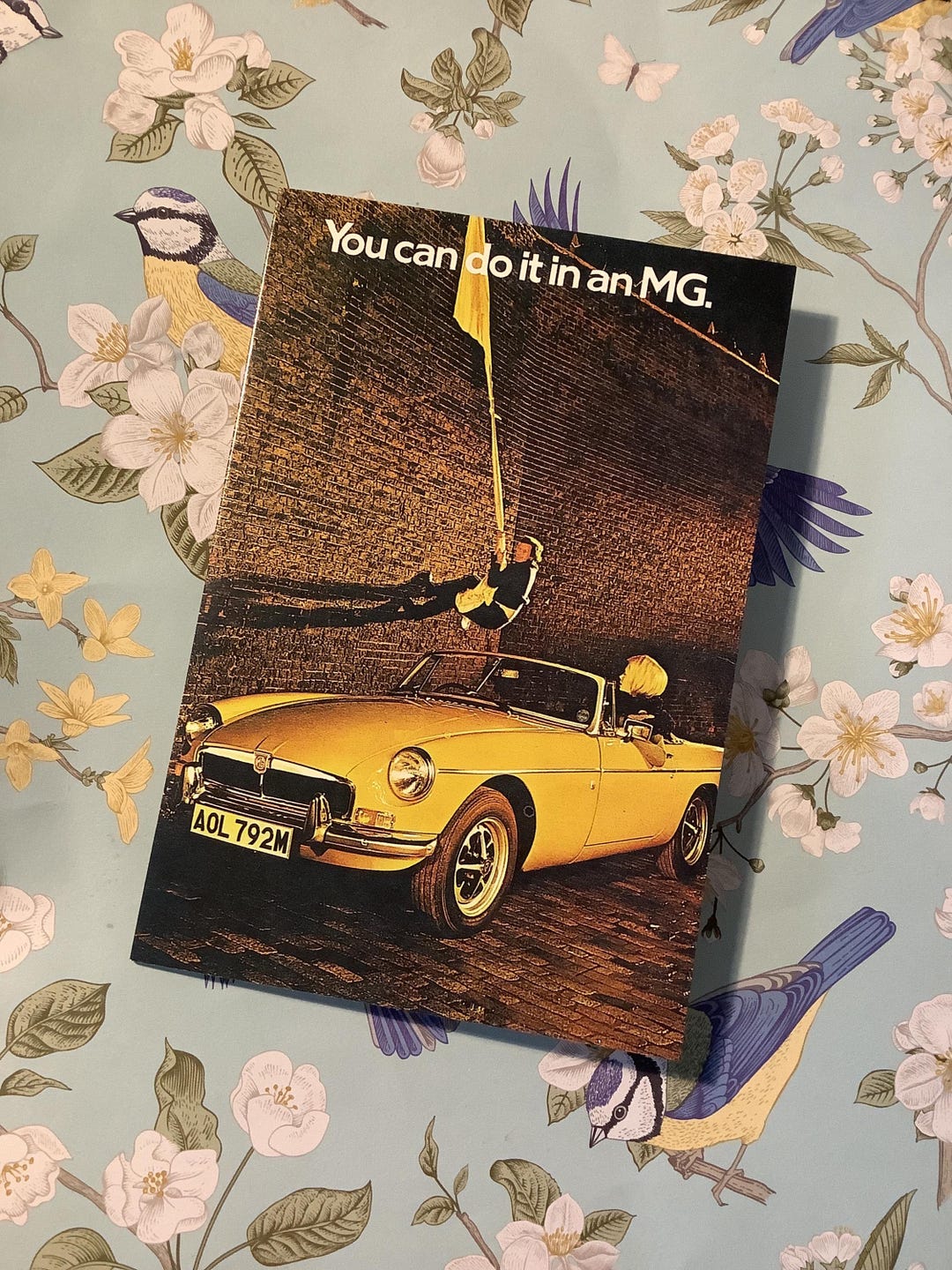 Blank Card Featuring a Reproduction of a 1974 Advert for the 'MGB ...